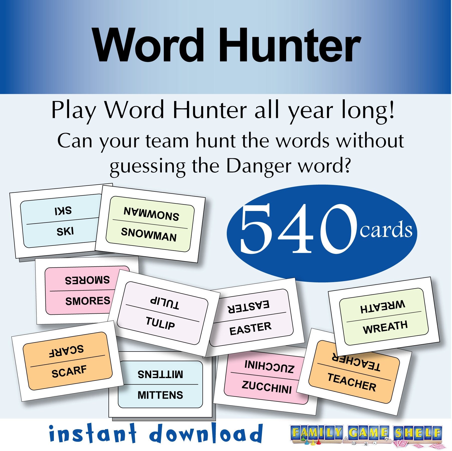Printable Seasonal Word Game Cards Bundle, Word Hunter Seasonal Bundle ...