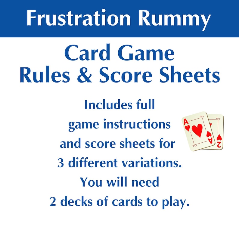 Printable Frustration Rummy Score Sheets, Card Game Rules for ...
