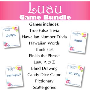 Luau Party Game Bundle, Printable Luau Games, Luau Party Games for ...