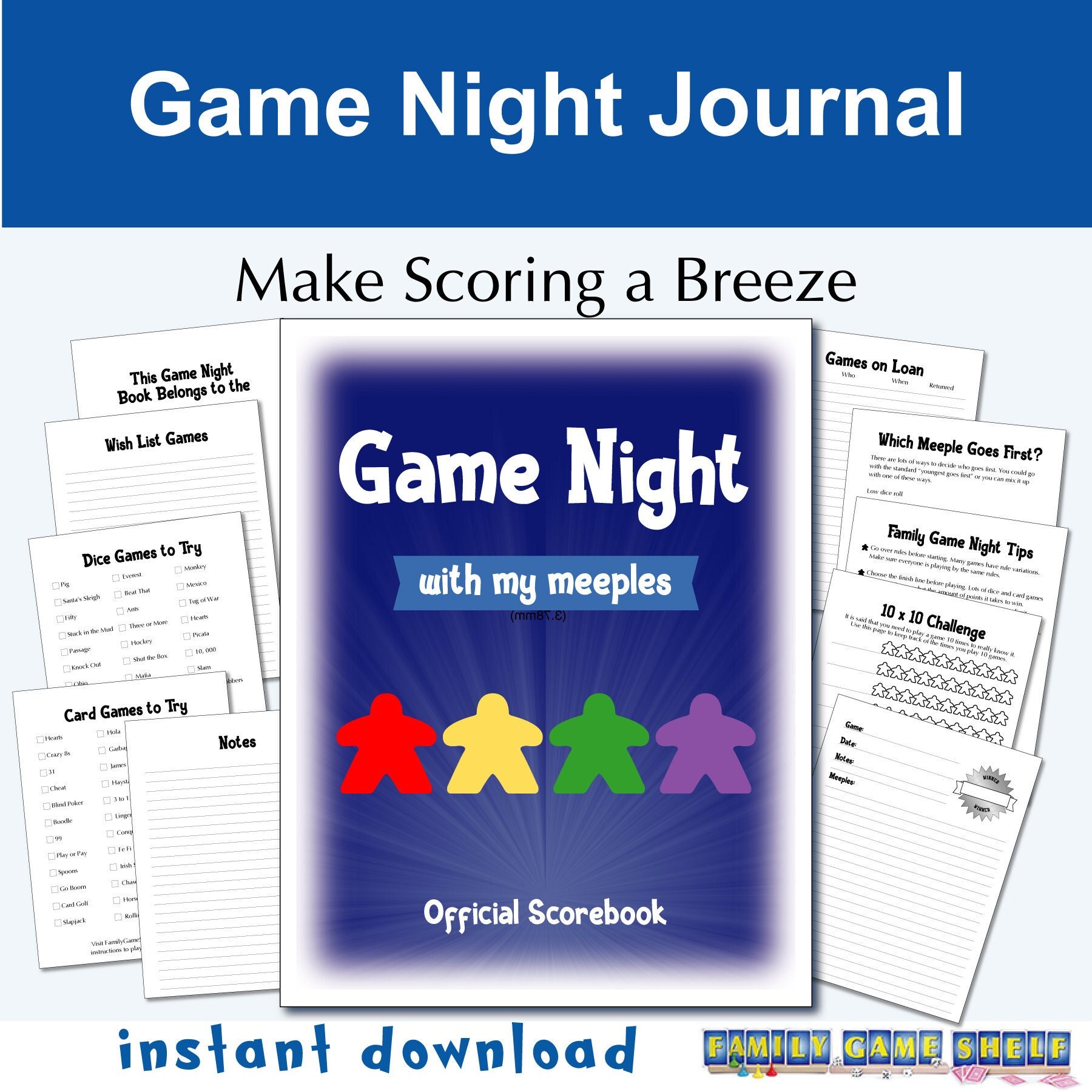 Printable Board Game Journal, Scoresheet Book and Memory Keepsake for ...