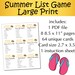 Large Print Printable Summer List Game Family Board Game, Summer Game ...