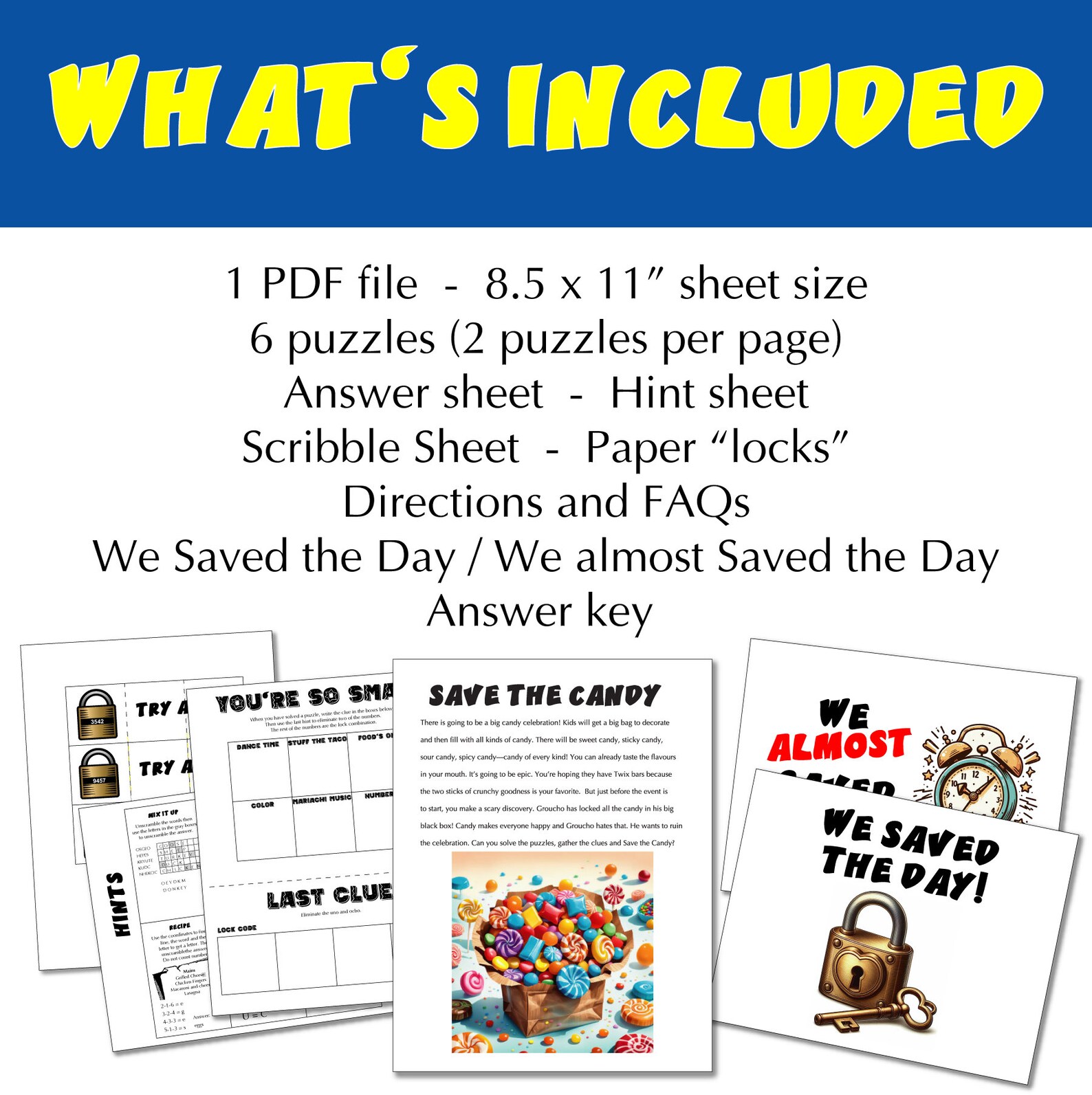 Printable Escape Room for Kids Party Game, Save the Candy, Escape Room ...