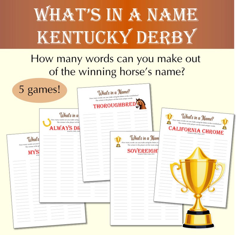 Kentucky Derby Party Games Bundle Printable, Race Horse Activities - Etsy
