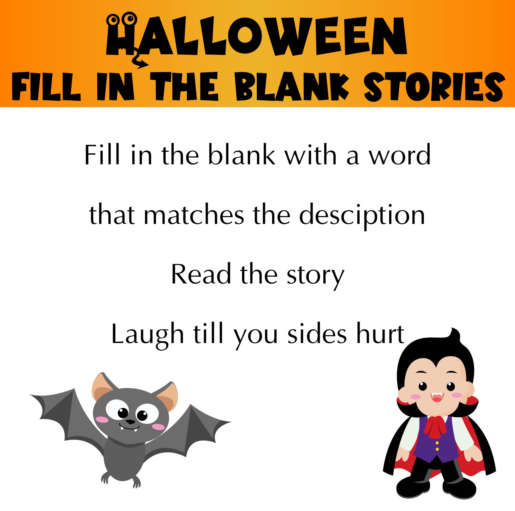 Printable Halloween Fill in the Blank Stories, Halloween Stories for ...