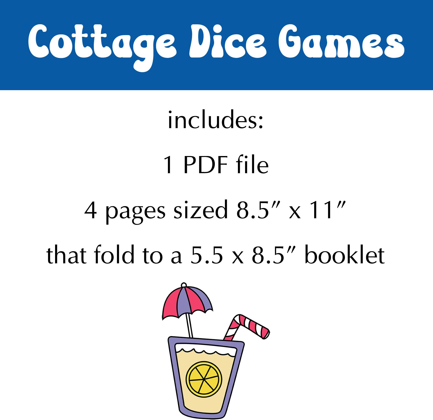 Printable Cottage Dice Games, Summer Themed Dice Games for Summer Party ...