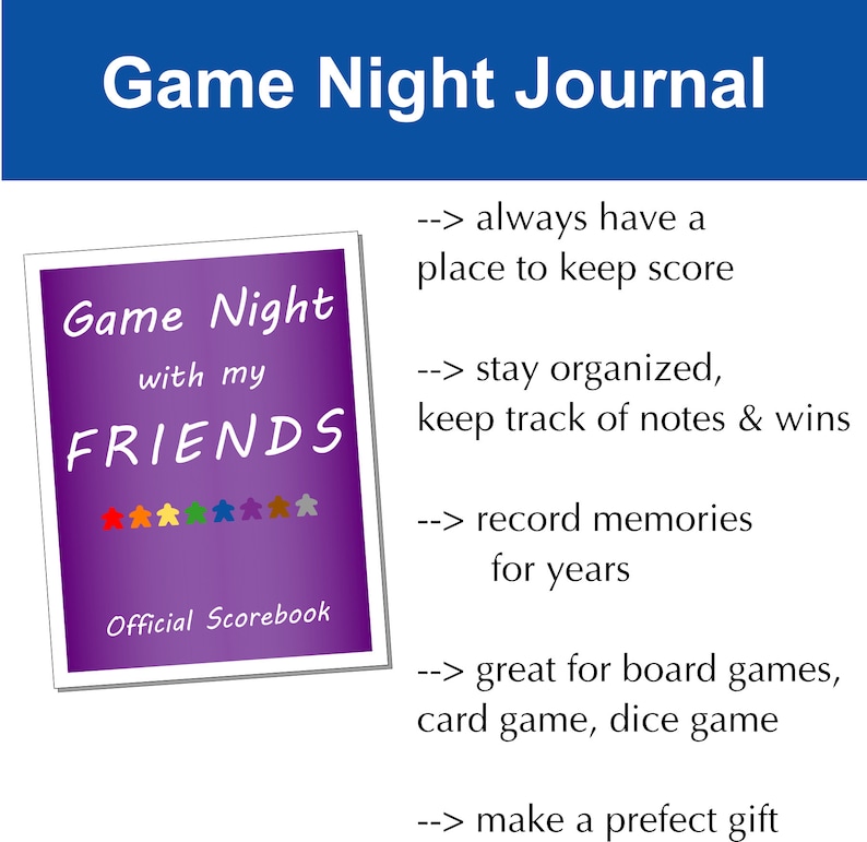 Printable Game Night Score Book, Game Night With My Friends Game ...
