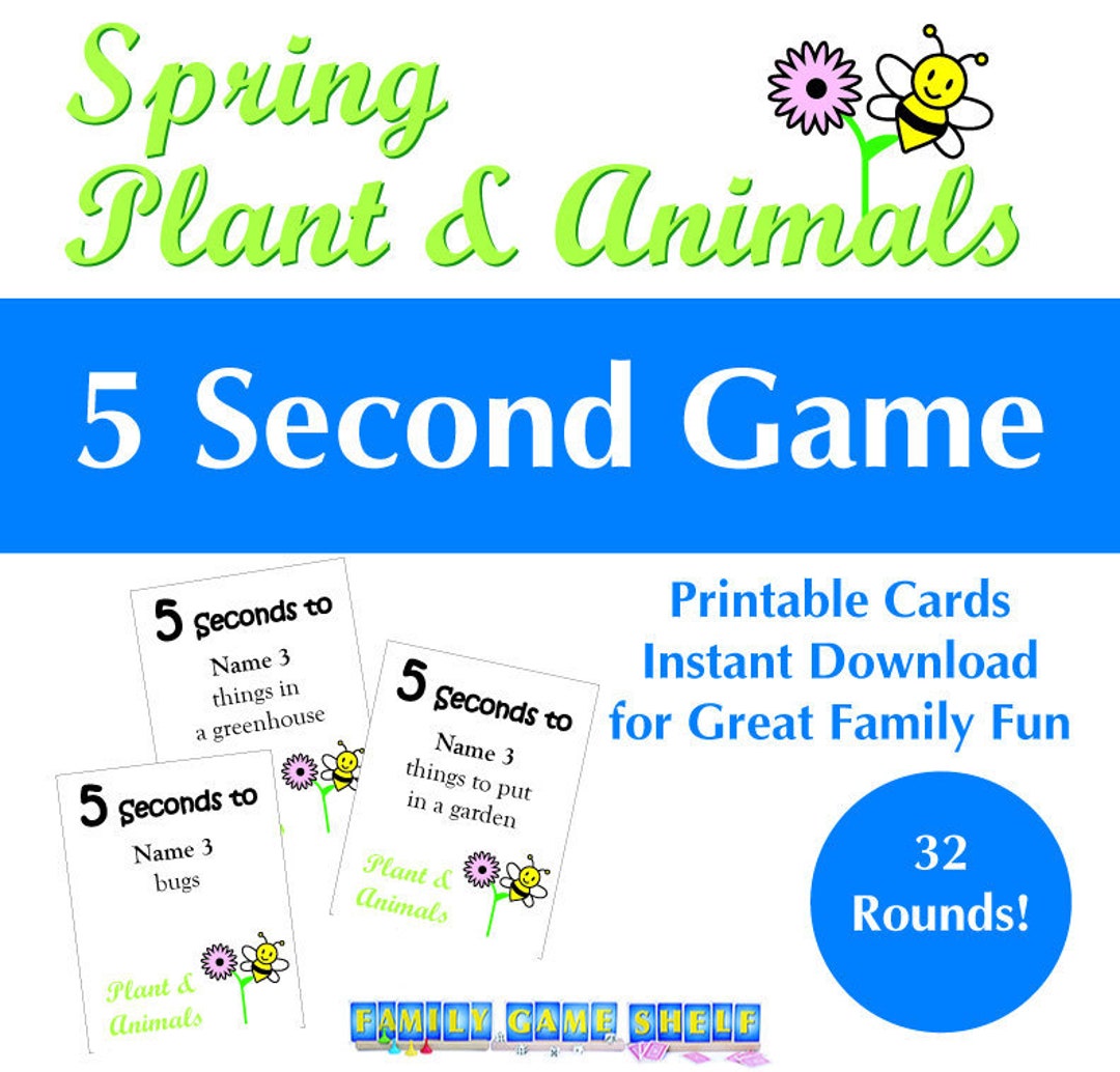 Printable Spring 5 Second Game, Spring 5 Seconds Game, Spring Five ...