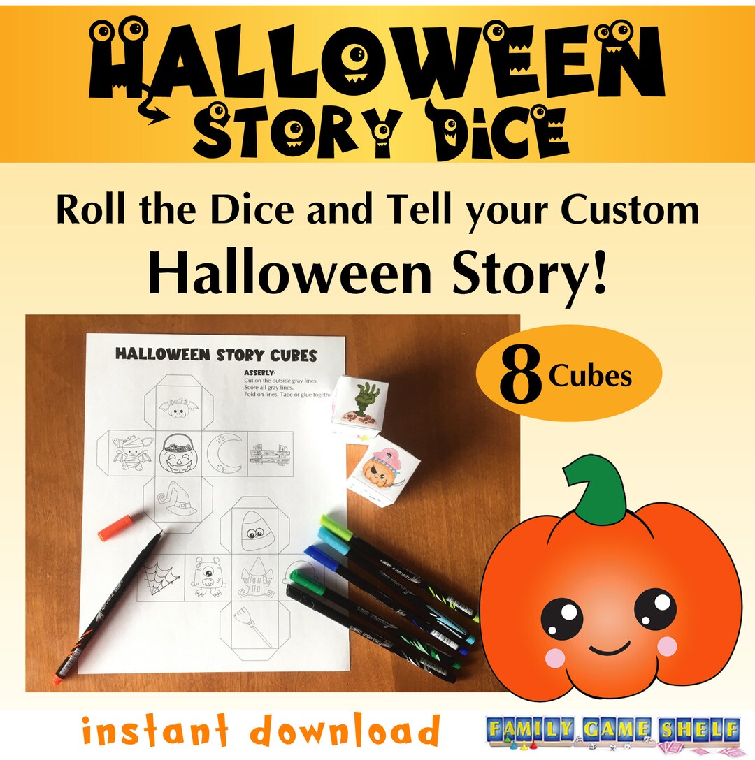 Halloween Story Cubes, Printable Halloween Story Dice, Fall Color Craft ...