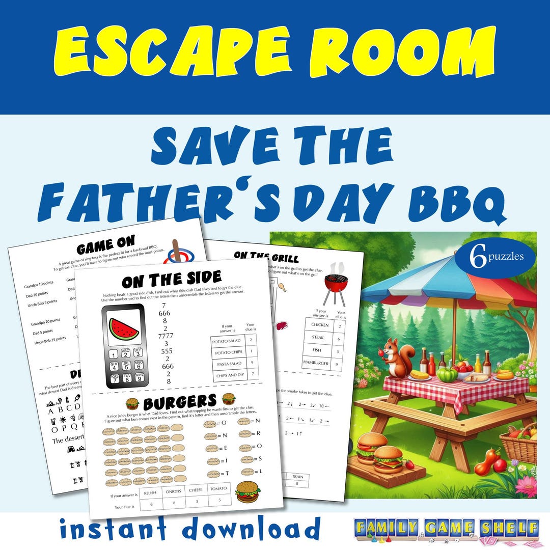 Escape Room for Kids Save the Father's Day BBQ, Escape Room Kit for ...