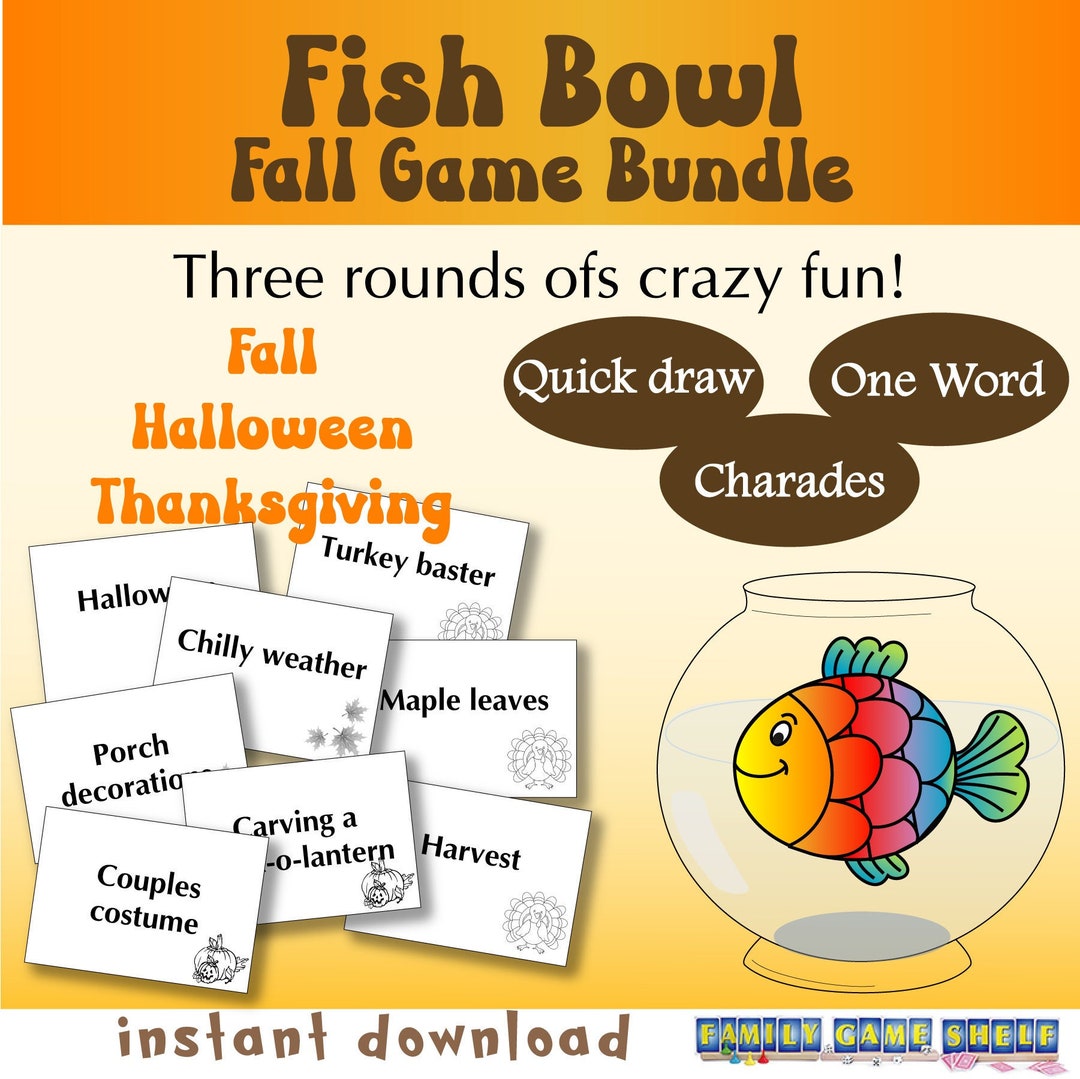 Printable Board Game Fish Bowl Fall Party Game Bundle, Adult Game ...