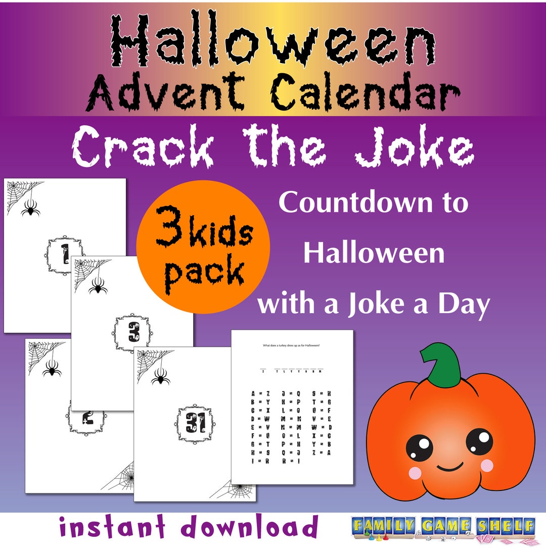 Printable Halloween Joke Advent Calendar for Kids, 3 Kids Pack ...