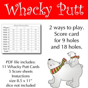 Printable Whacky Putt Christmas Mini Golf Dice Game, Dice Game for ...