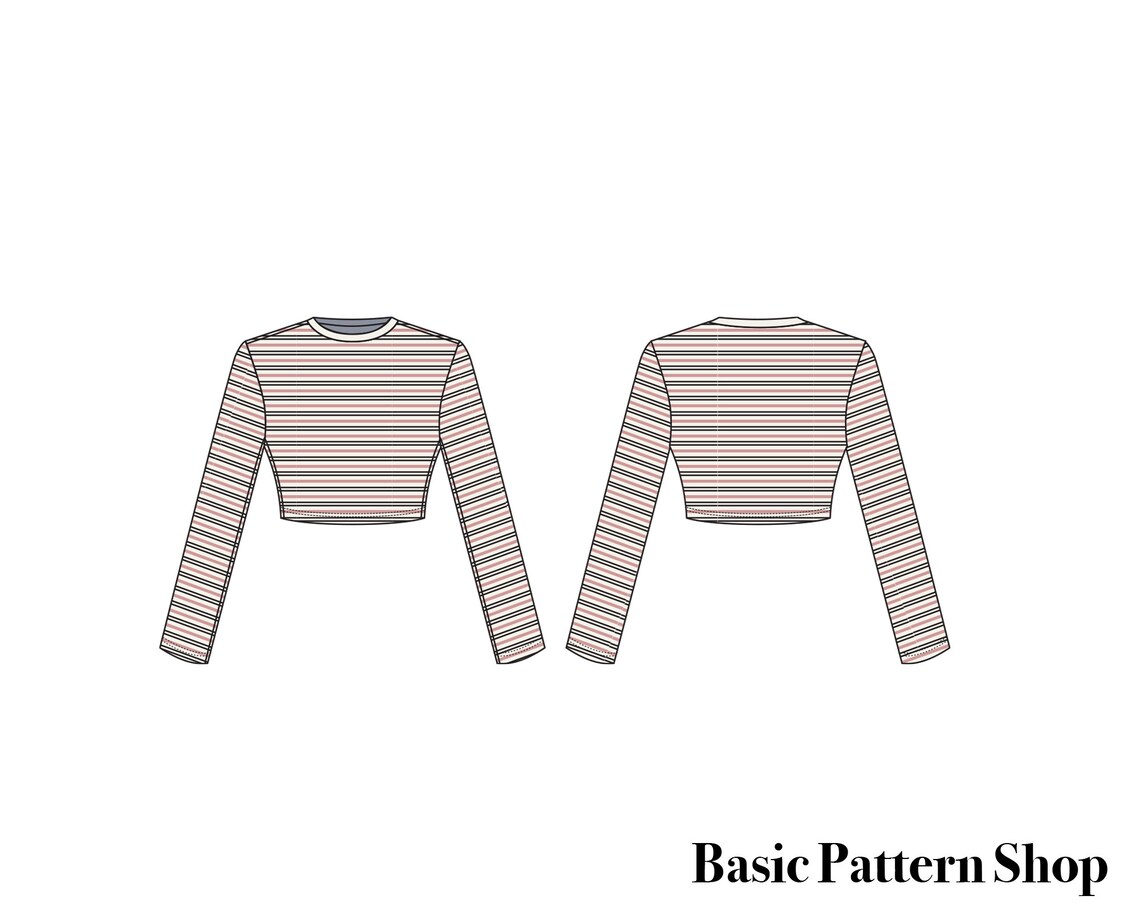 Long Sleeve Baby Crop Tee Digital PDF Sewing Pattern US - Etsy