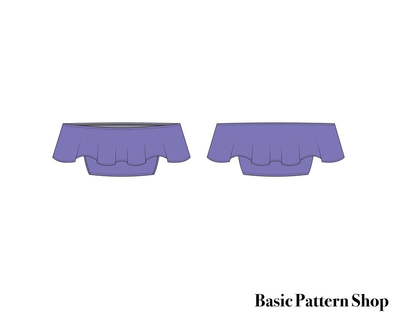 Off-the-shoulder Ruffle Crop Top Digital PDF Sewing Pattern - Etsy
