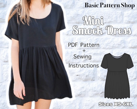 Mini Smock Dress Digital PDF Sewing Pattern US Size XS-6XL - Etsy
