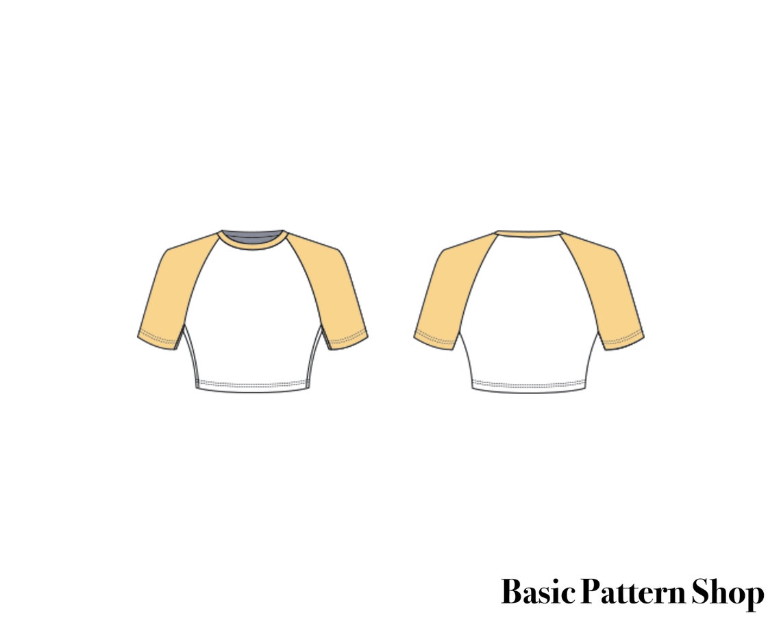 Raglan Tee Crop Baseball T-shirt Digital PDF Sewing - Etsy