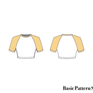 Raglan Tee | Crop Baseball T-shirt | Digital PDF Sewing Pattern | US ...