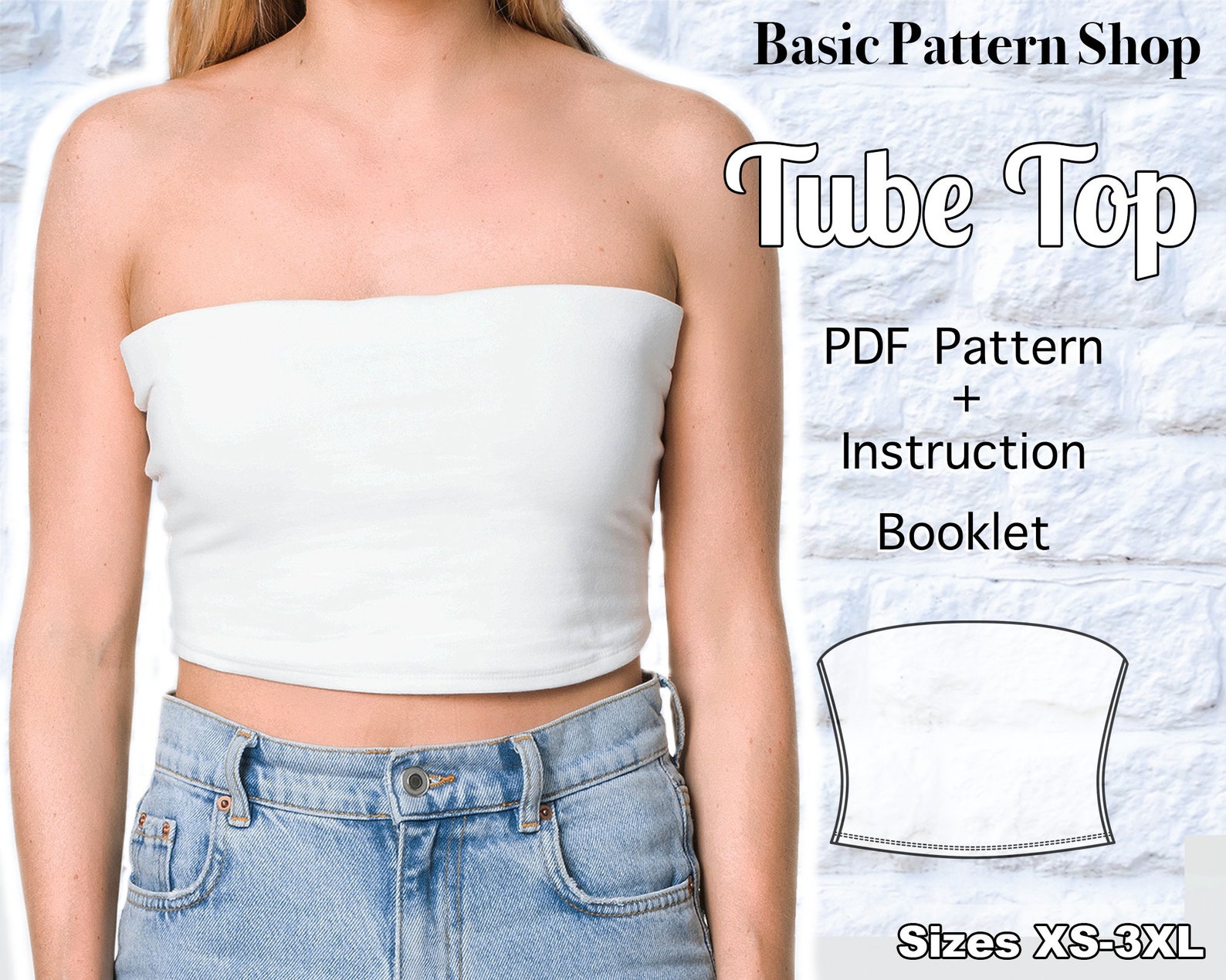 Tube Top Digital PDF Sewing Pattern US Size XS-3XL - Etsy