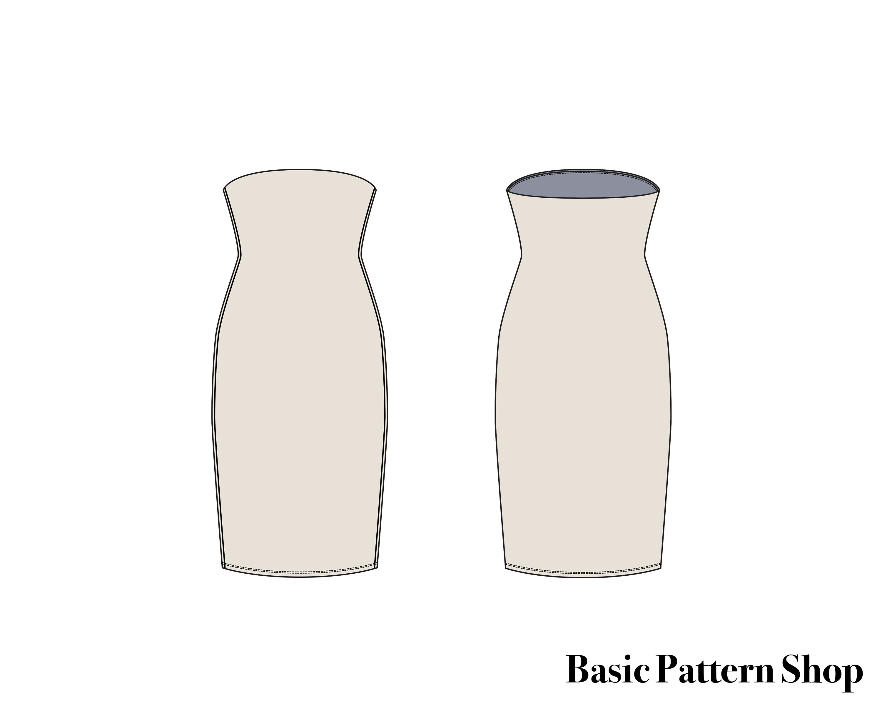 Midi Tube Dress Knit Strapless Dress Digital PDF Sewing - Etsy