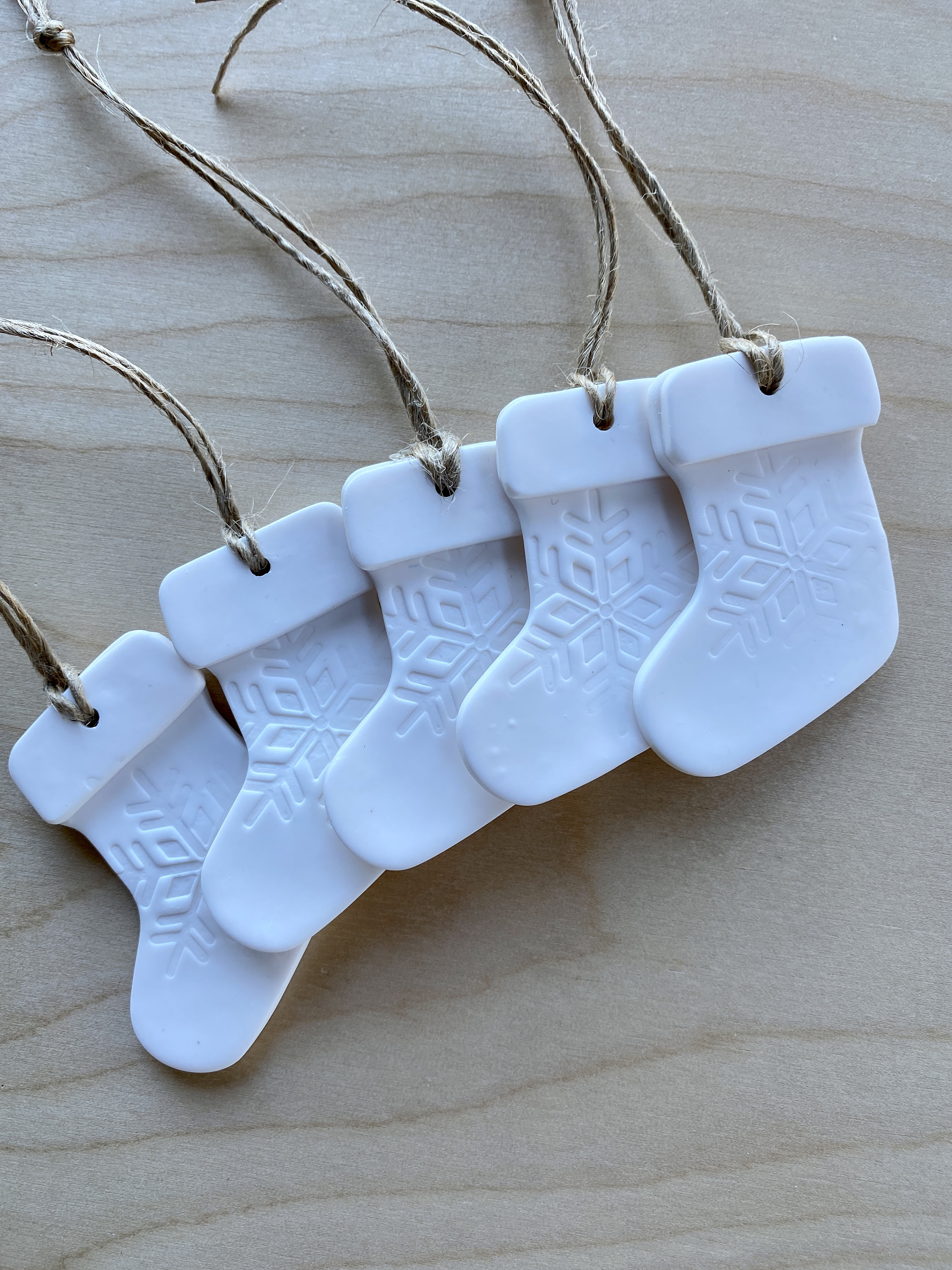 5/10/20 White Embossed Clay Stockings, Christmas Decorations, Santas ...