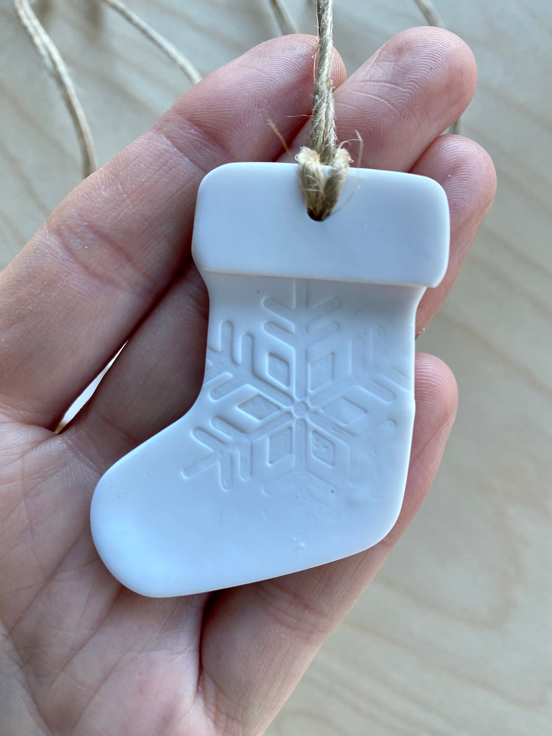 5/10/20 White Embossed Clay Stockings, Christmas Decorations, Santas ...