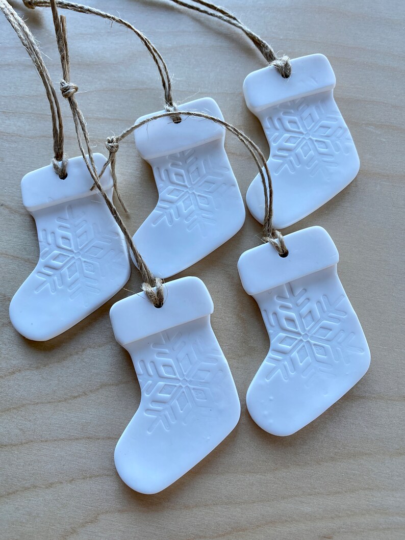 5/10/20 White Embossed Clay Stockings, Christmas Decorations, Santas ...