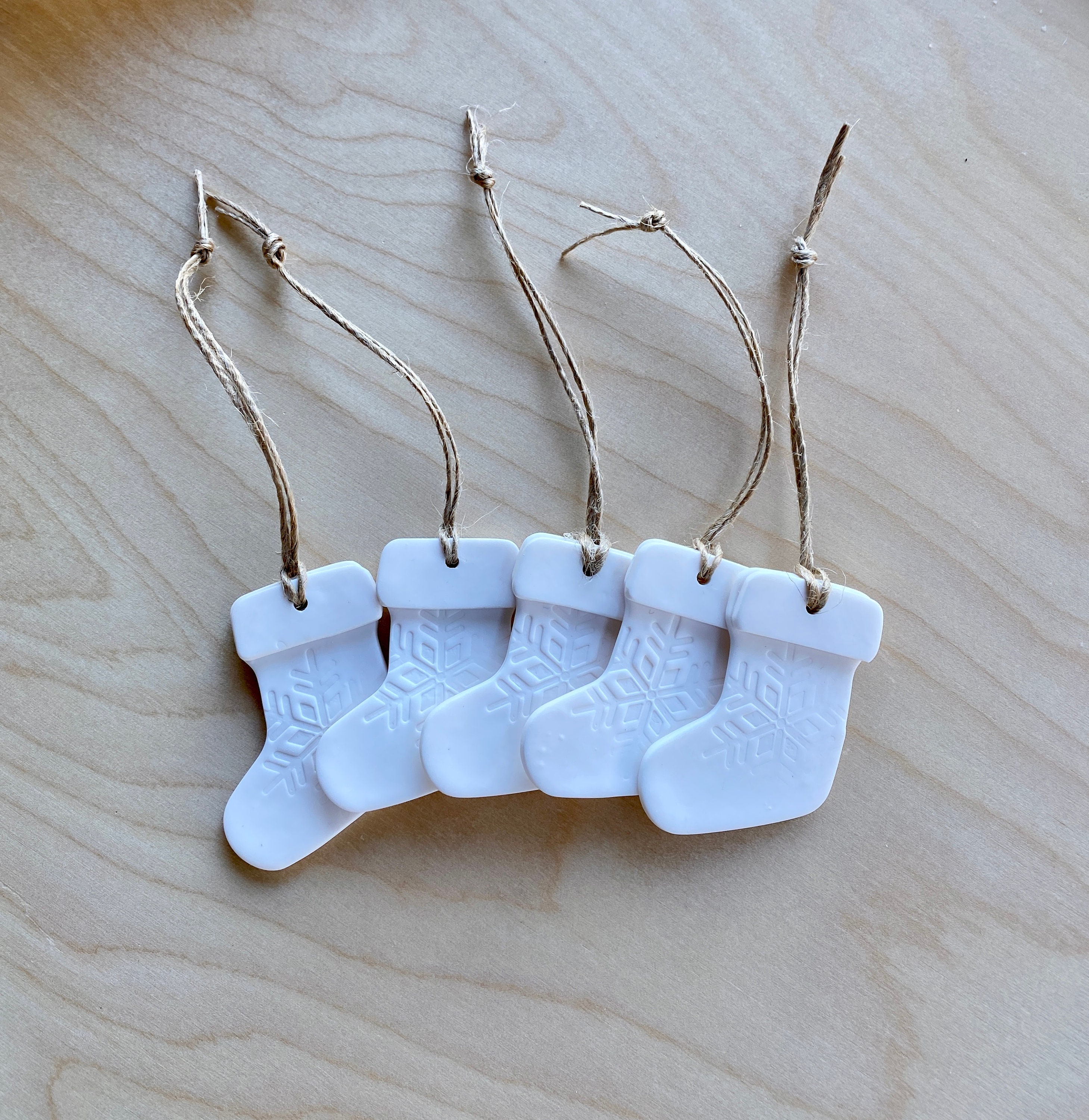 5/10/20 White Embossed Clay Stockings, Christmas Decorations, Santas ...