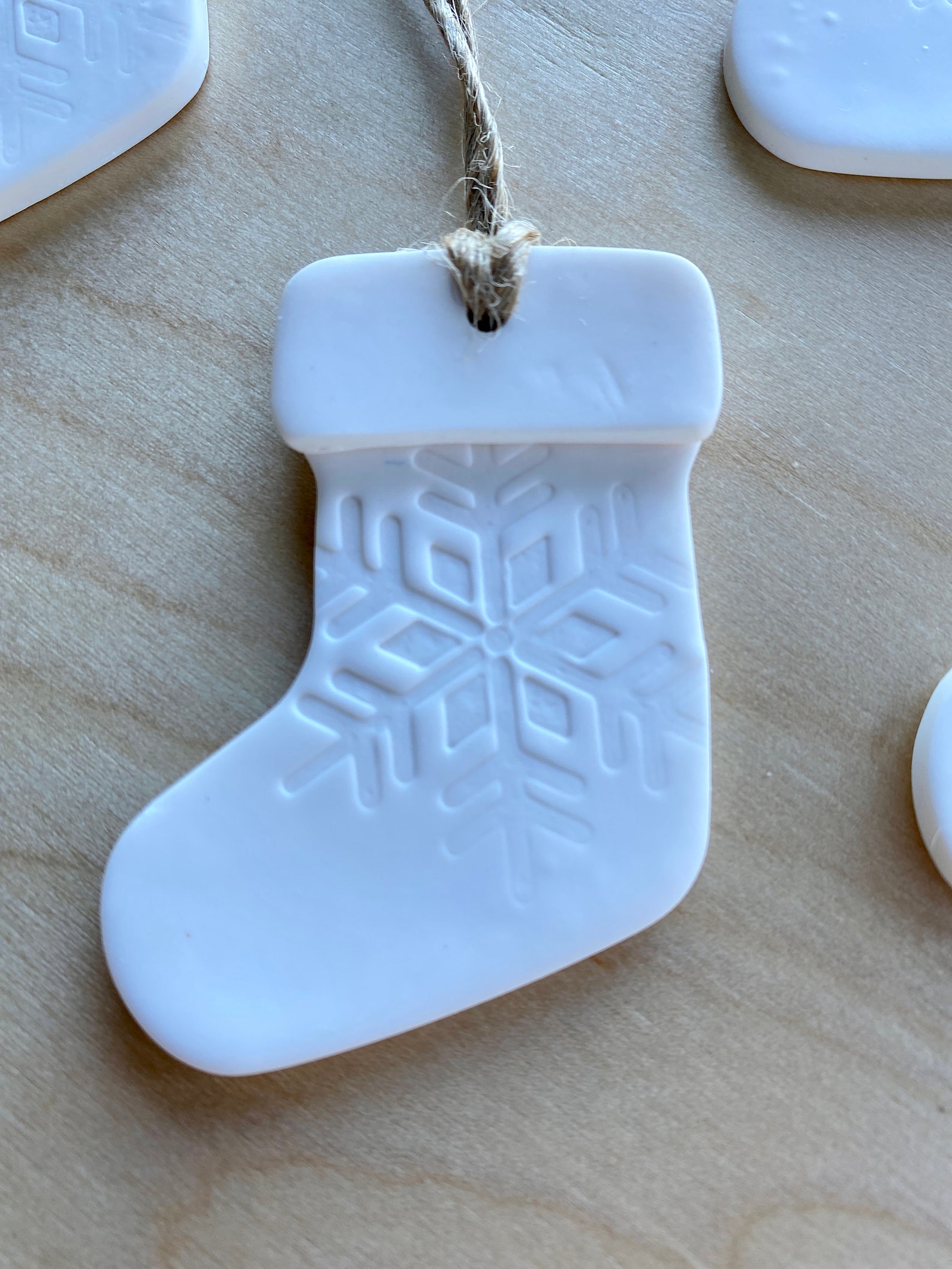 5/10/20 White Embossed Clay Stockings, Christmas Decorations, Santas ...