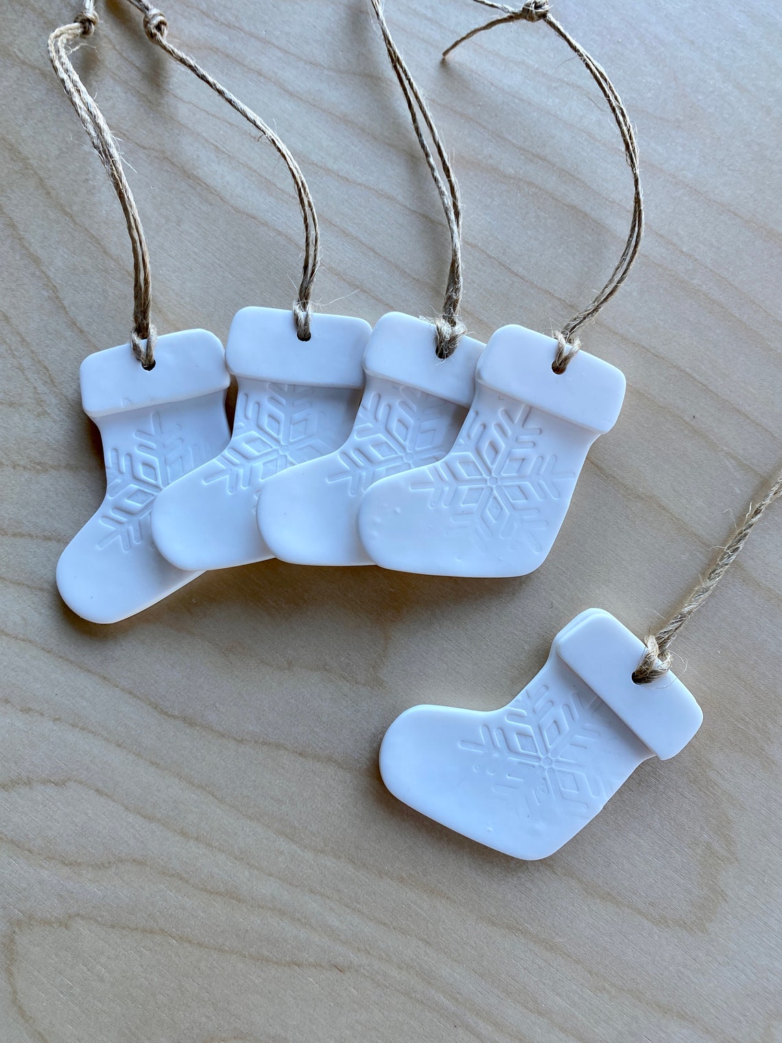 5/10/20 White Embossed Clay Stockings, Christmas Decorations, Santas ...
