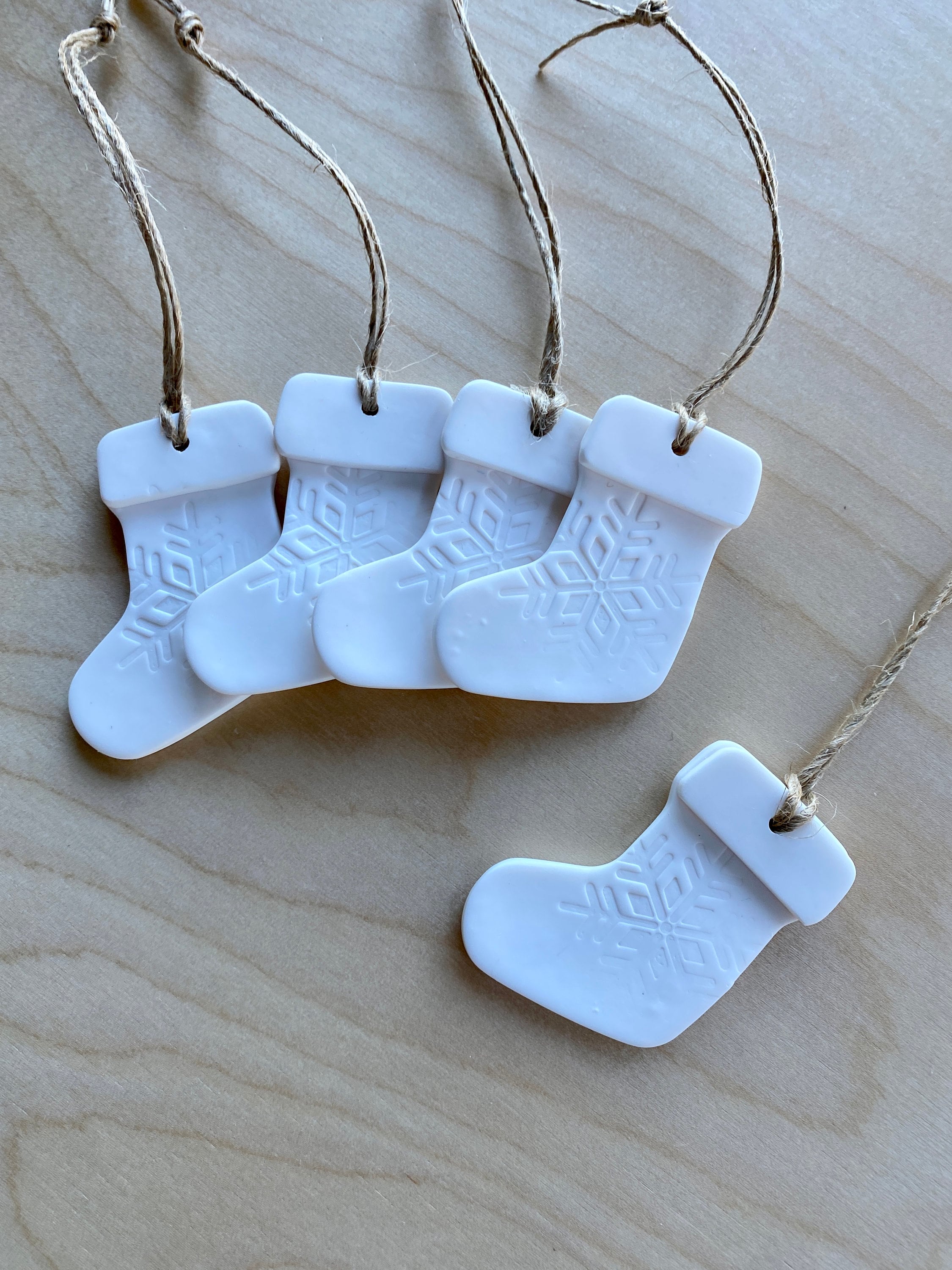 5/10/20 White Embossed Clay Stockings, Christmas Decorations, Santas ...