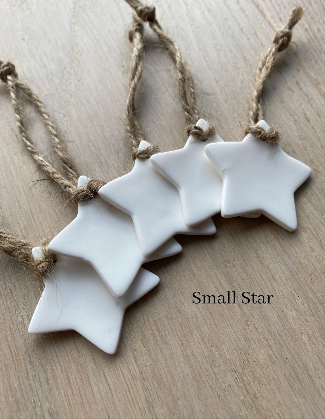 Set of 5/10/20/30 White Clay Stars, Rustic Christmas Hanging Ornaments ...