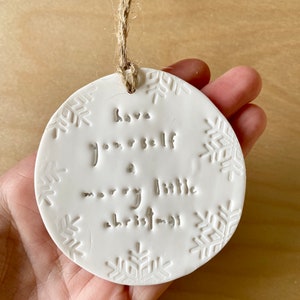 Set of 3 or 5 White Christmas Embossed Ornaments, Clay Christmas ...