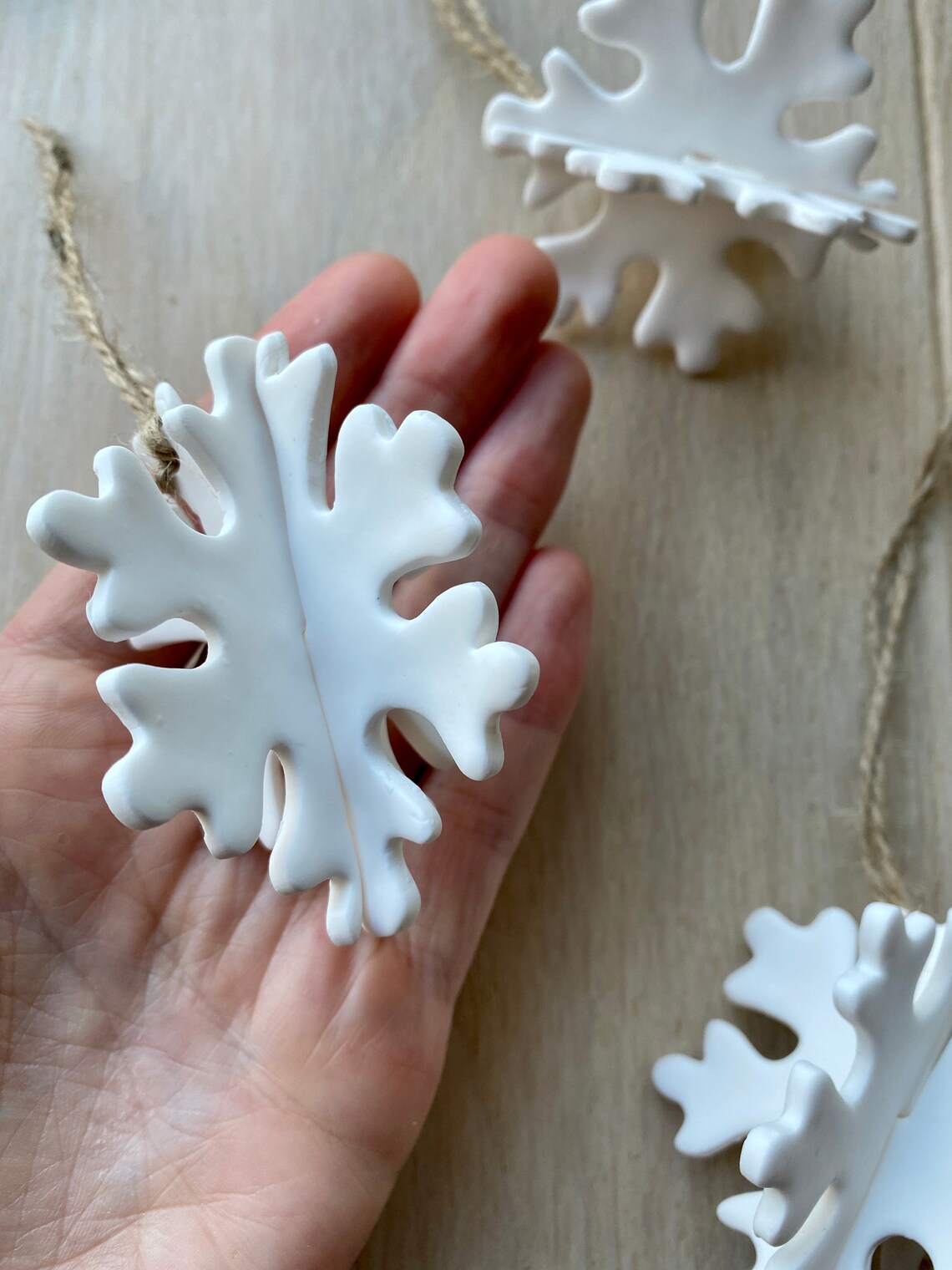 3D White Christmas Clay Snowflake Hanging Ornaments Christmas - Etsy