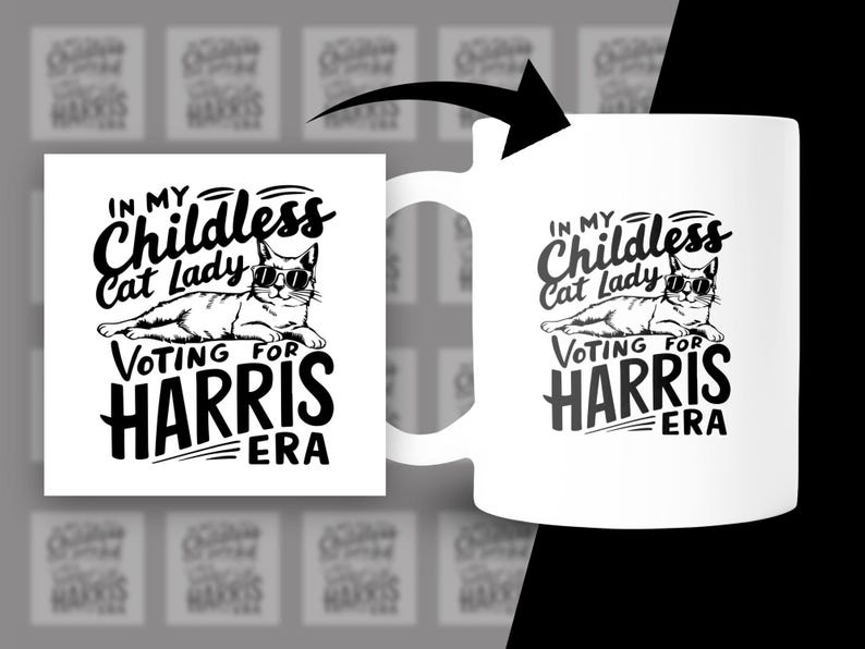 Kamala Harris Childless Cat Lady SVG Clip Art for Childfree Cat ...