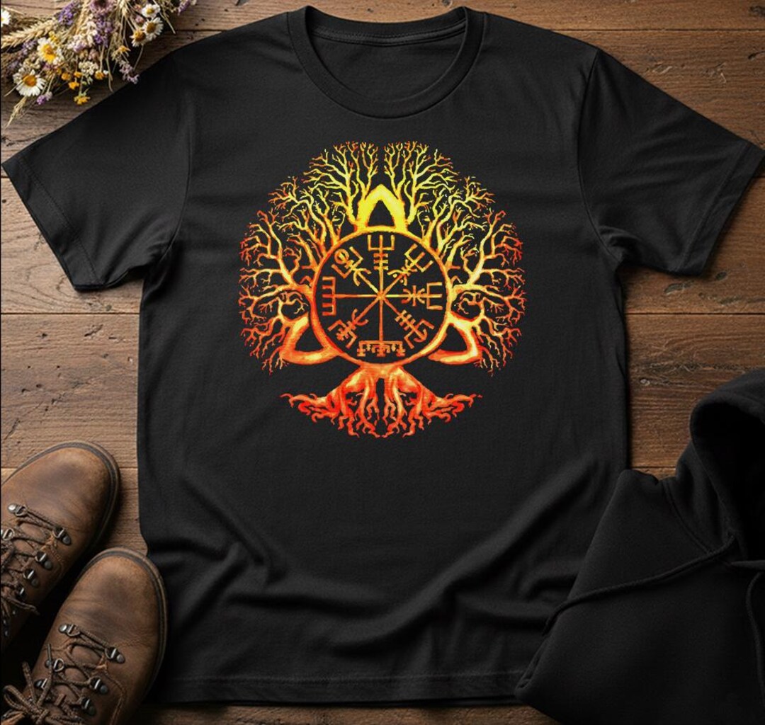 Vegvisir Tree of Life | Norse Fire Rune Symbol | Unisex Softstyle ...