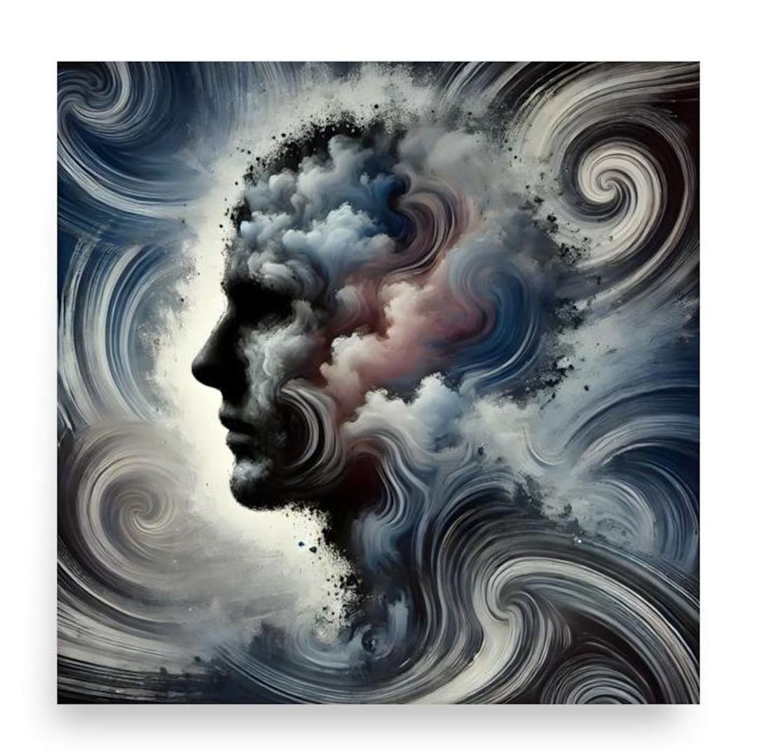 Surreal Mind Art Print - Abstract Thoughtful Portrait - Psychological ...