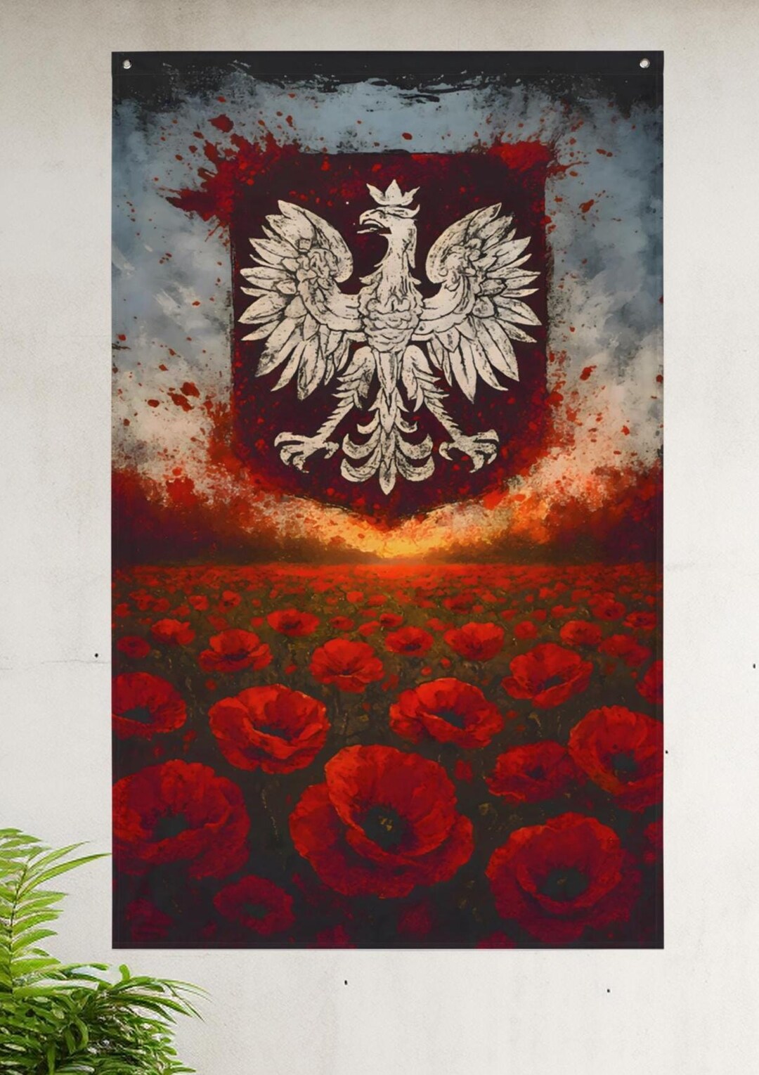 Polish Eagle Wall Art – White Eagle Crest, Red Poppy Field, Patriotic ...