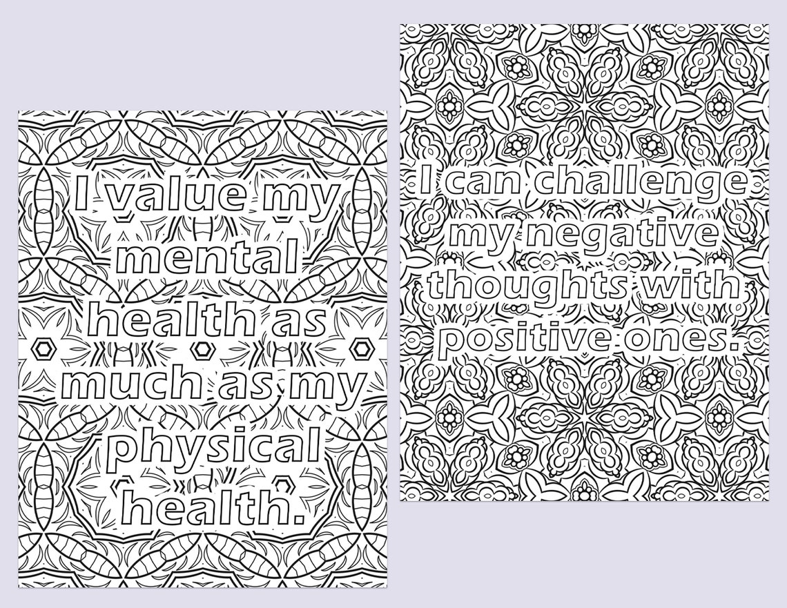 15 Coloring Book Pages, Mental Health Affirmations, Coloring Pages ...