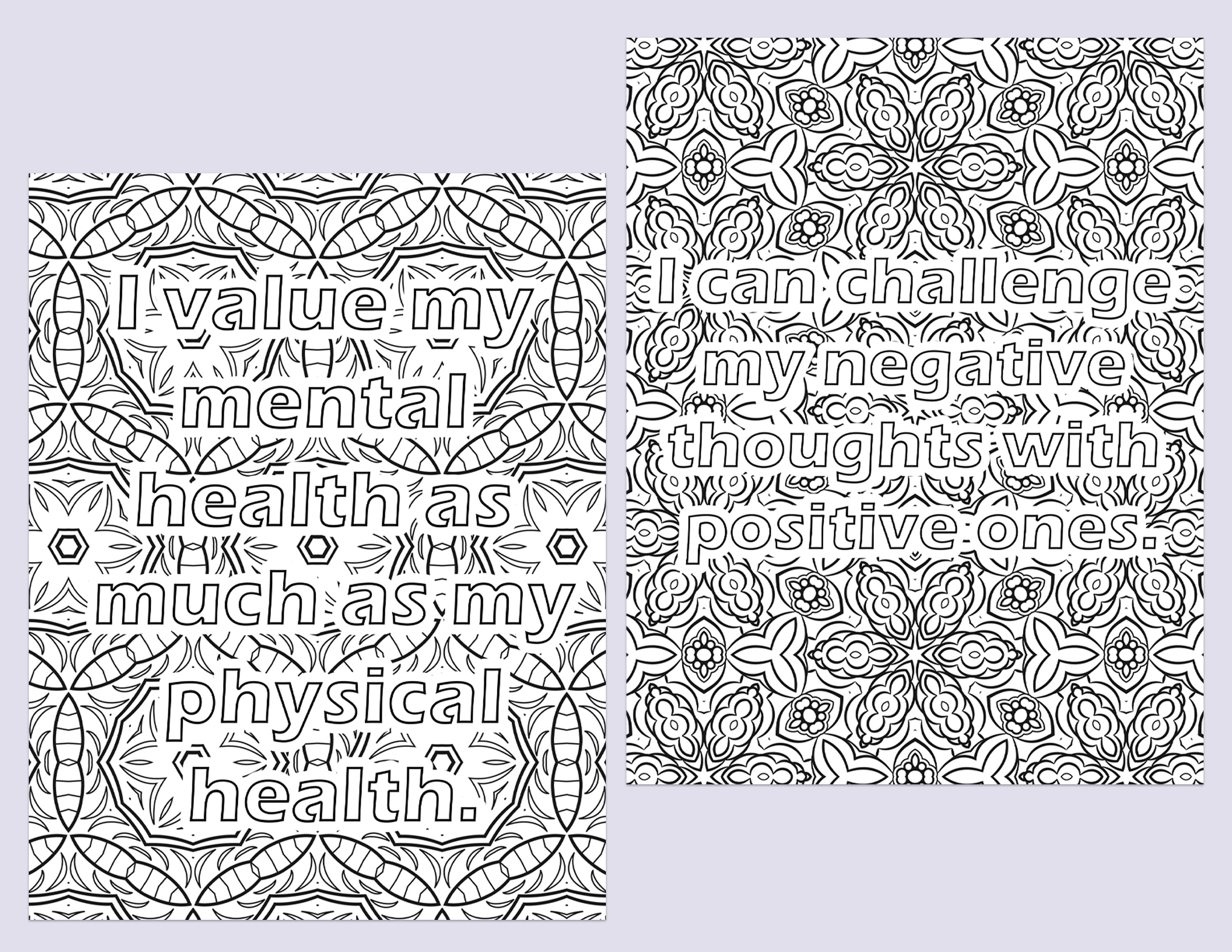 15 Coloring Book Pages, Mental Health Affirmations, Coloring Pages ...