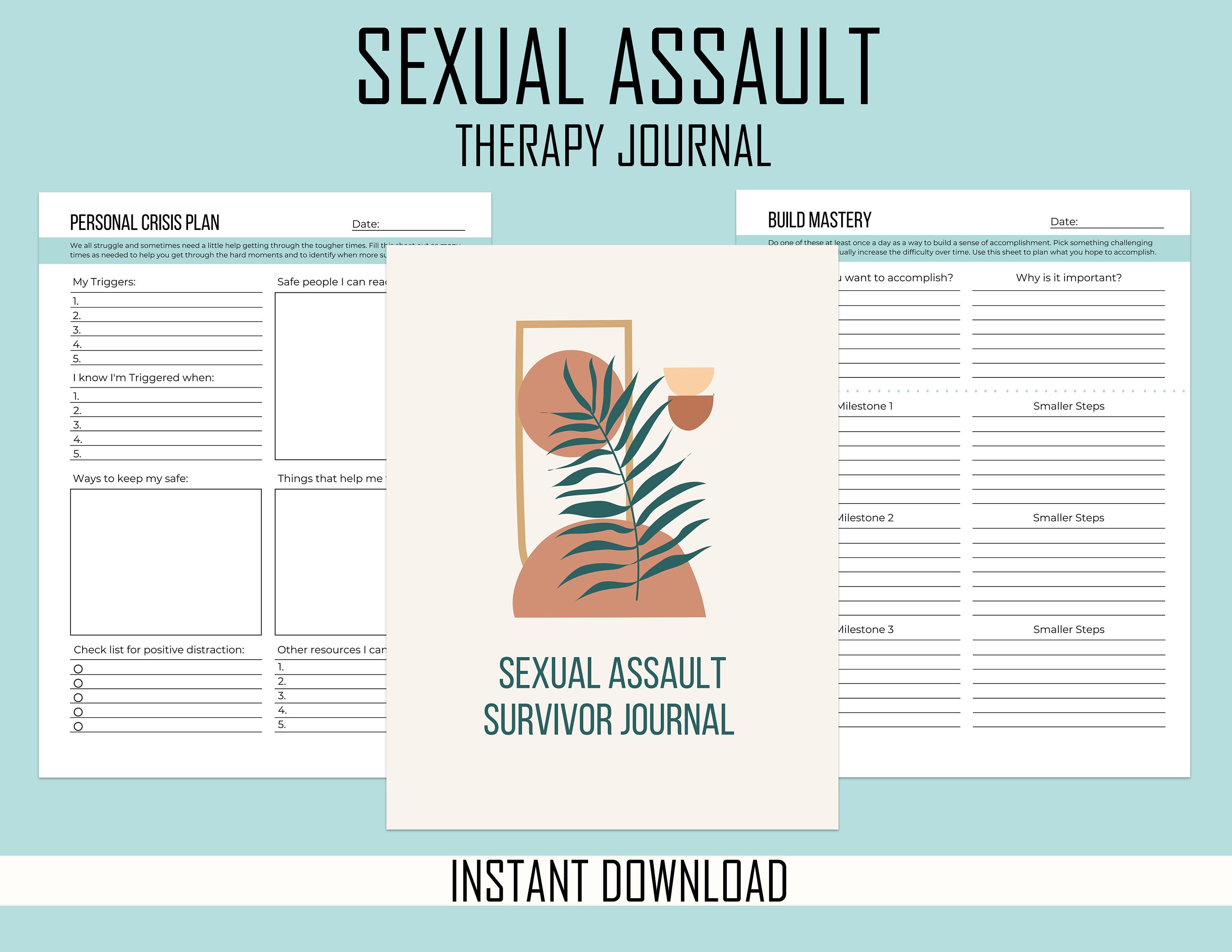 Sexual Assault Journaling, Printable Therapy Journal, Mental Health ...