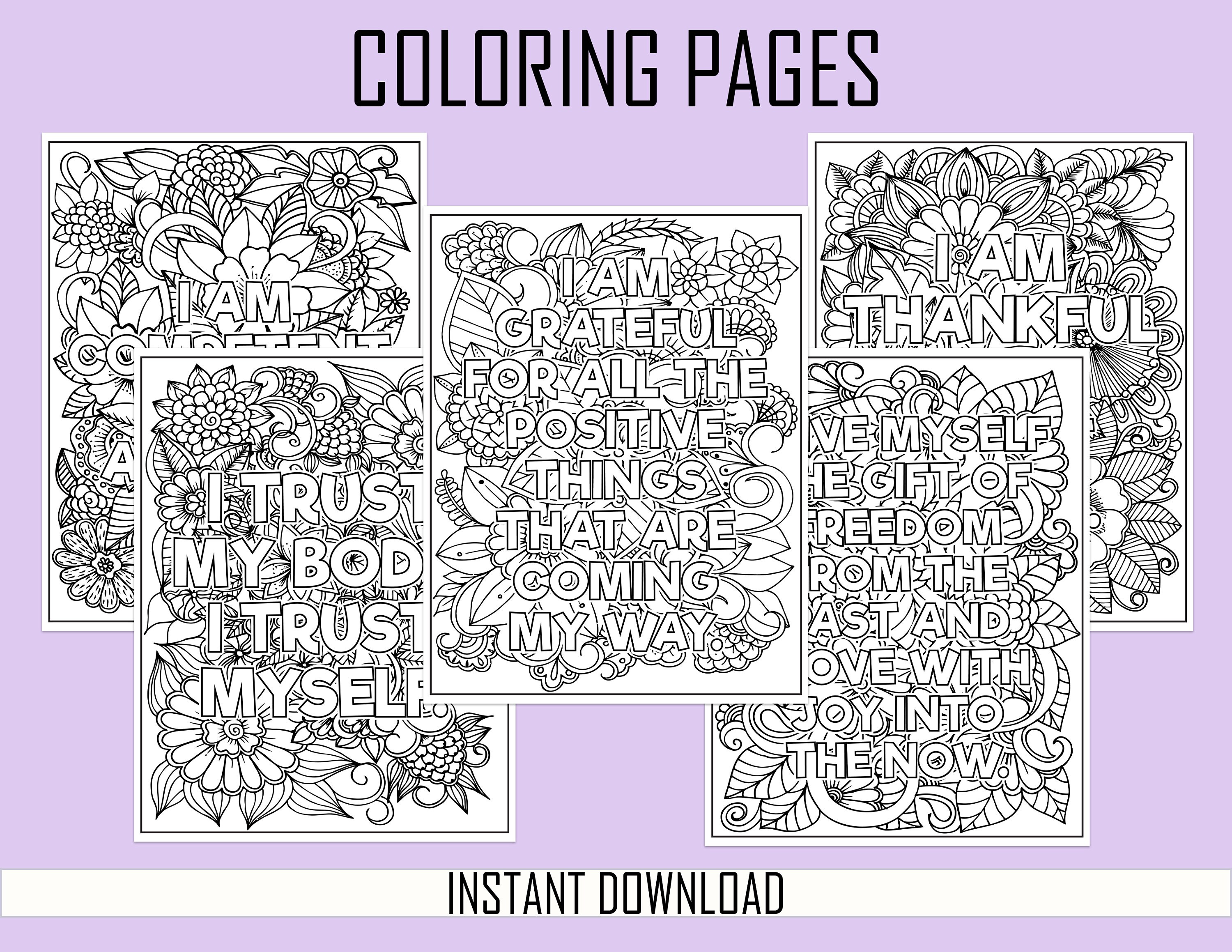 15 Adult Coloring Pages, Download, Printable Affirmations Coloring ...
