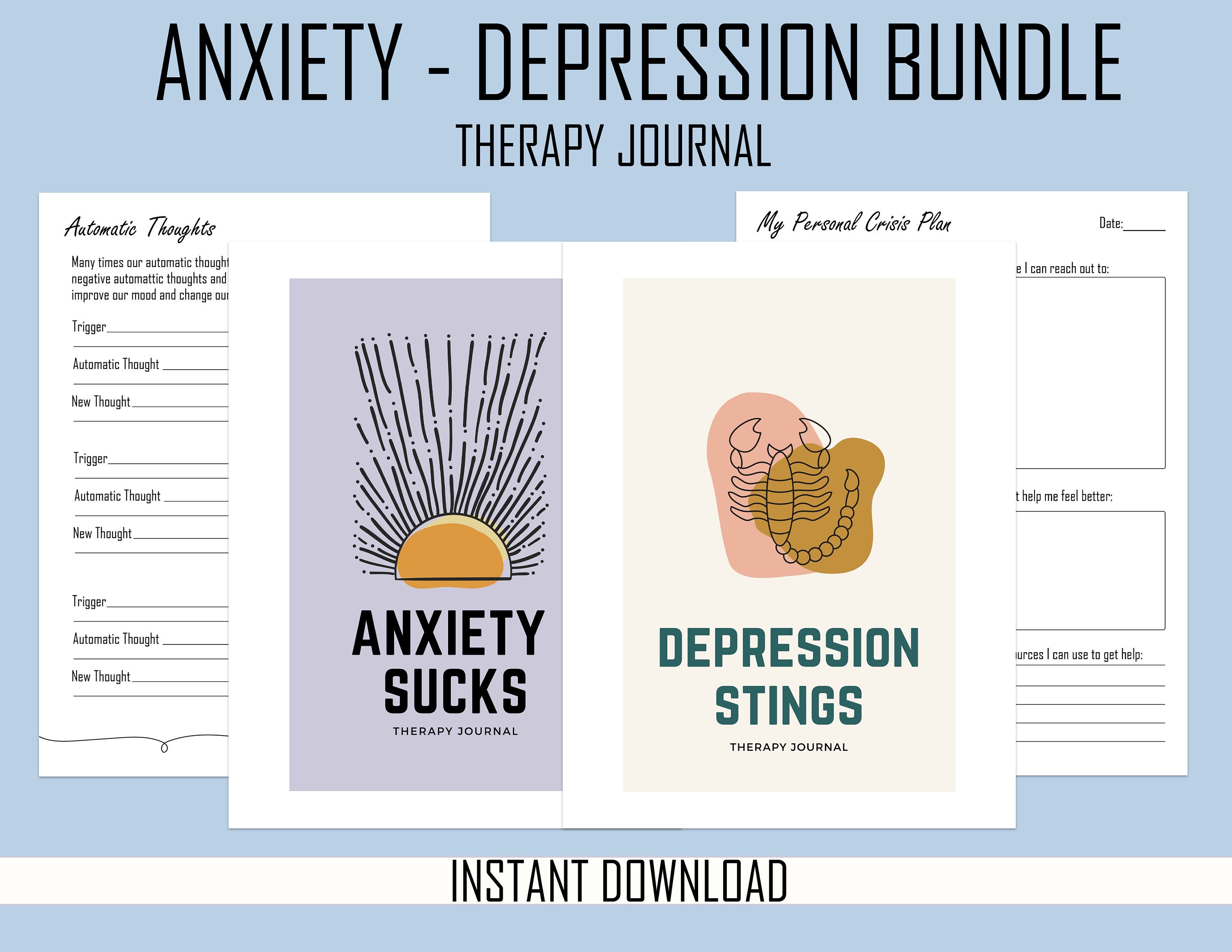Anxiety & Depression Suck Therapy Bundle: New Core Beliefs, Mental ...