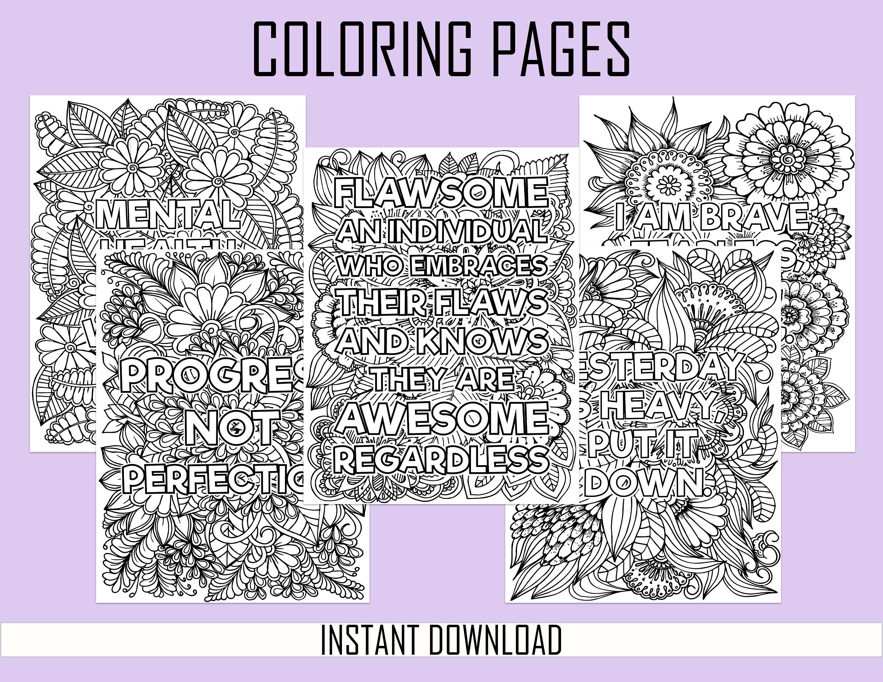 10 Adult Coloring Pages, Download, Printable Affirmations Coloring ...