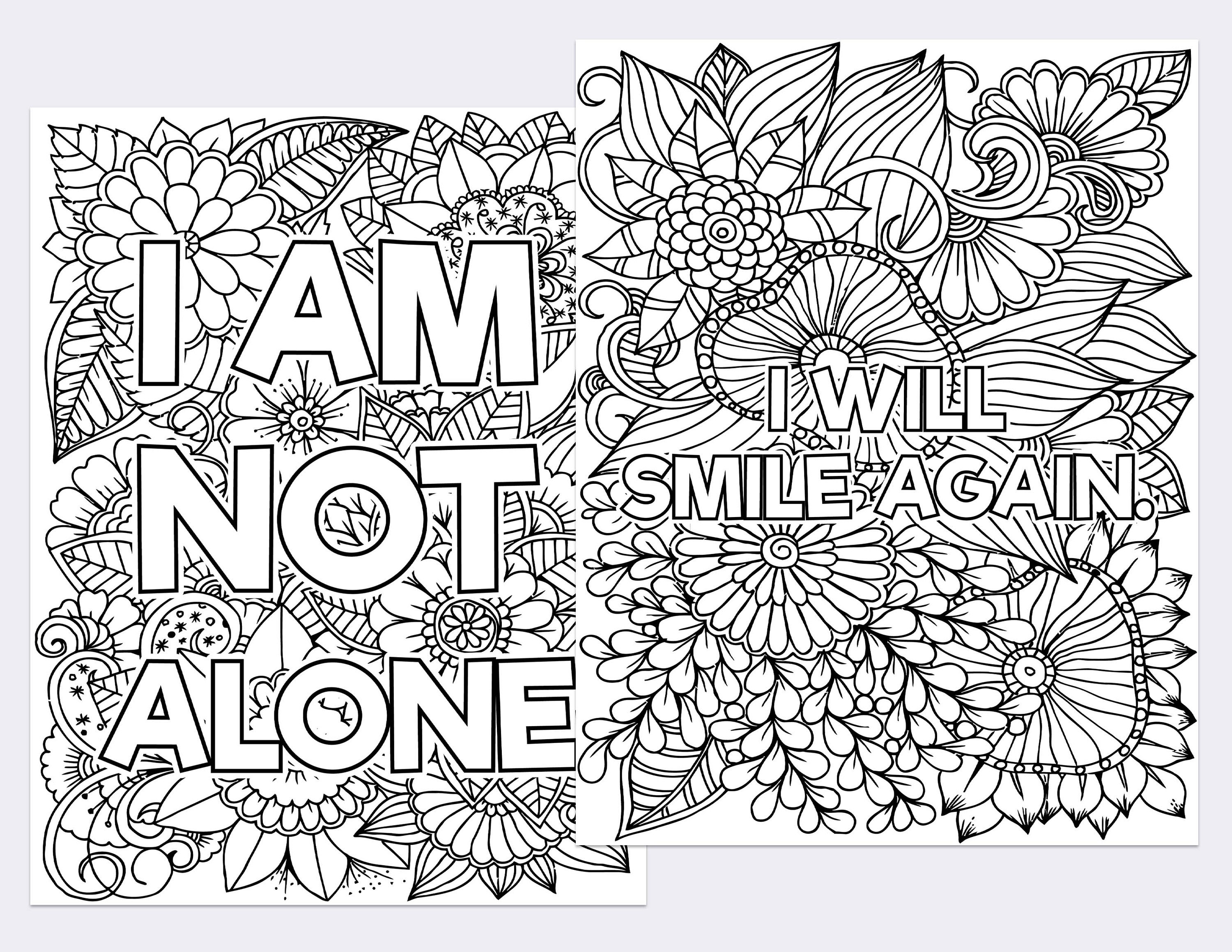 15 Mental Health AFFIRMATIONS Coloring Book Pages | Etsy
