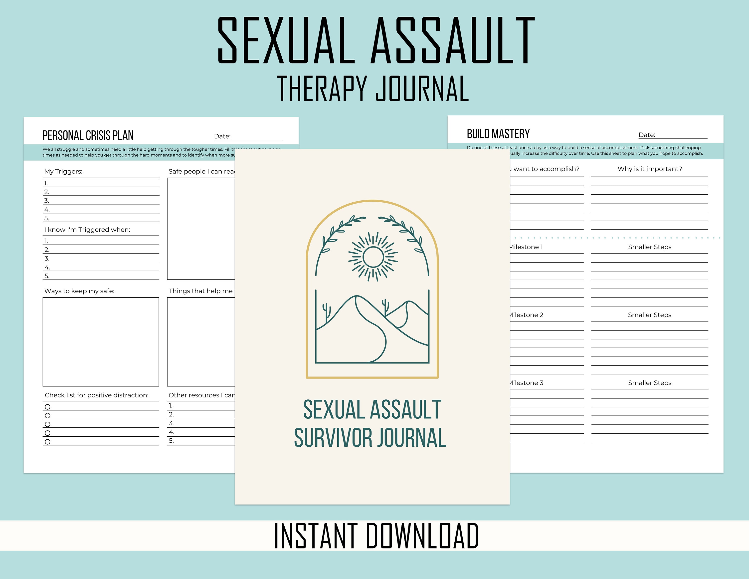 Printable Therapy Journal, Sexual Assault Journaling, Mental Health ...