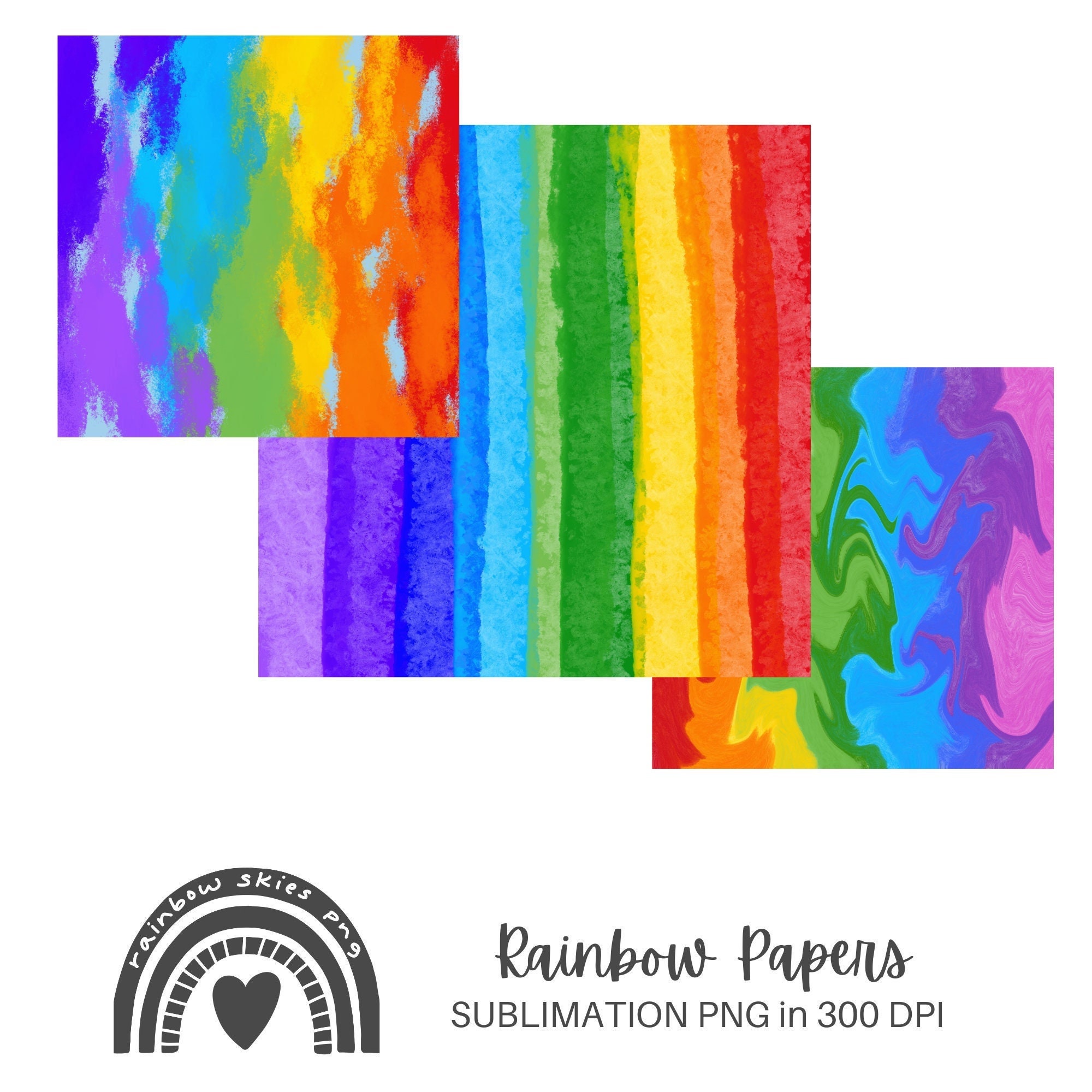 Rainbow Digital Paper Sublimation JPEG Backgrounds Summer - Etsy