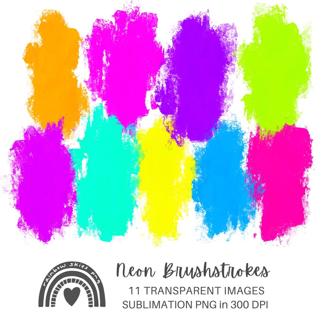 Textured Sublimation PNG | Neon Patches | Neon Paint Strokes | Neon ...