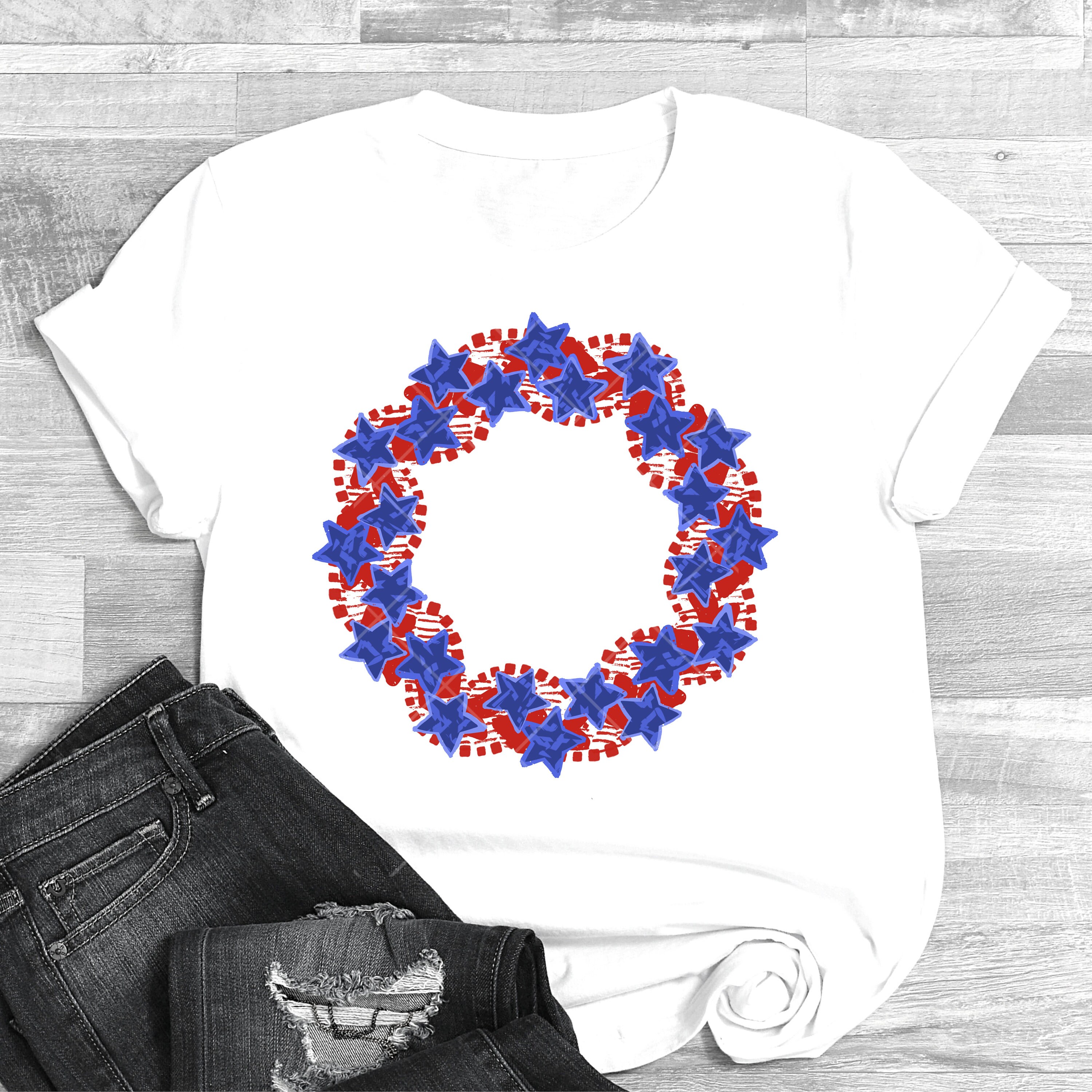 Fourth of July Wreath PNG | Red, Blue Stars Sublimation (digital ...