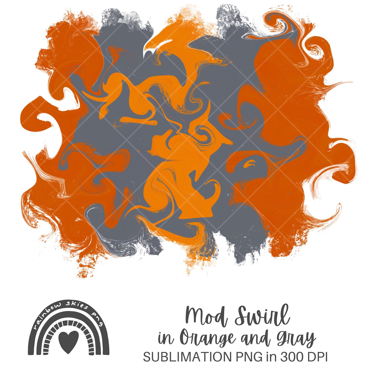 Fall Sublimation PNG: Retro Orange Gray Abstract Swirl (digital ...