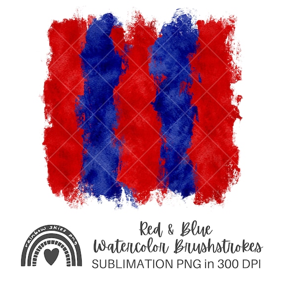 Sublimation PNG Red and Blue Watercolor Brush Strokes Fourth | Etsy